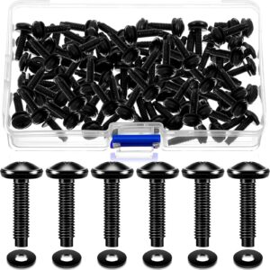 50 pieces 10/32 rack screws 10/32 rack mount screws stainless steel rack screws black server rack rail screws studio screws with nylon rack washers for audio server rack mounts hardware rails