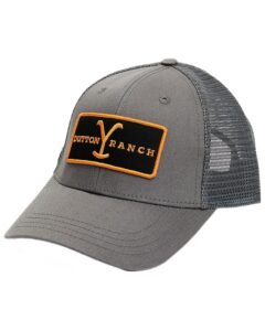 changes men's grey yellowstone dutton ranch logo patch mesh-back ball cap black one size