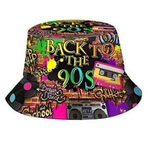 lvgooki funny retro 80s 90's style design summer unisex reversible print bucket hat