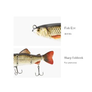 ODS Fishing Lure Lifelike 4 Segment Jointed Swimbait with Treble Hooks for Bass Trout Perch Freshwater Saltwater (2 pcs)