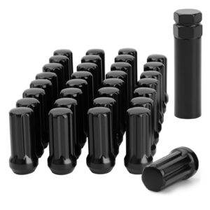 glorider 9/16-18 lug nut spline, 32pcs black lug nuts fit for dodge 2500 3500 8 lug, 9/16 x18 closed end lug nut with 1 socket key for 1994-2011 ram 2500 3500, 2002-2010 ram 1500 aftermarket wheel