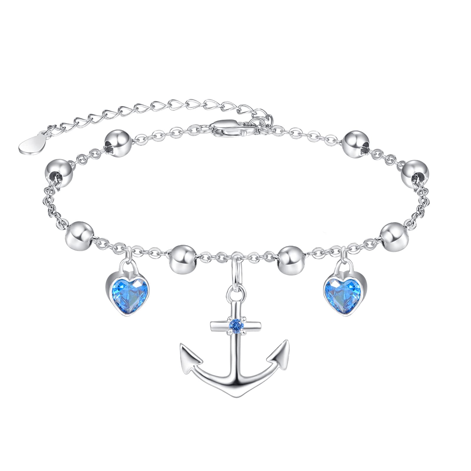 Palpitate Anchor Bracelets for Women Sailor Bracelet Nautical Bracelets 925 Sterling Silver Anchor Jewelry Birthday Gifts for Women