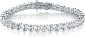 gemsme 18k white gold plated 4.0 round cubic zirconia classic tennis bracelet 7.0 inch for women