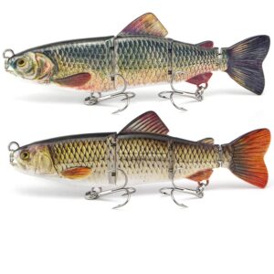 ods fishing lure lifelike 4 segment jointed swimbait with treble hooks for bass trout perch freshwater saltwater (2 pcs)