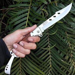 MADSABRE 12.7" Large Folding Knife Tactical Knives with Rosewood Handle and Sheath - 7.2" Long Blade Big Pocket Knife for Men for EDC Survival Hunting Camping Hiking Tools