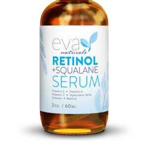 eva naturals anti-aging 1% retinol serum for face - granactive retinoid with squalane dark spots, fine lines & wrinkles - collagen boosting moisturizer - pure retinol night serum for face (2 oz)