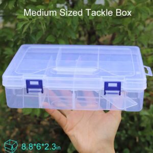 Avlcoaky Tackle Box Fishing Tackle Box Organizer with Movable Tray Snackle Box Charcuterie Container Tacklebox for Snacks Plastic Organizer Fishing Box