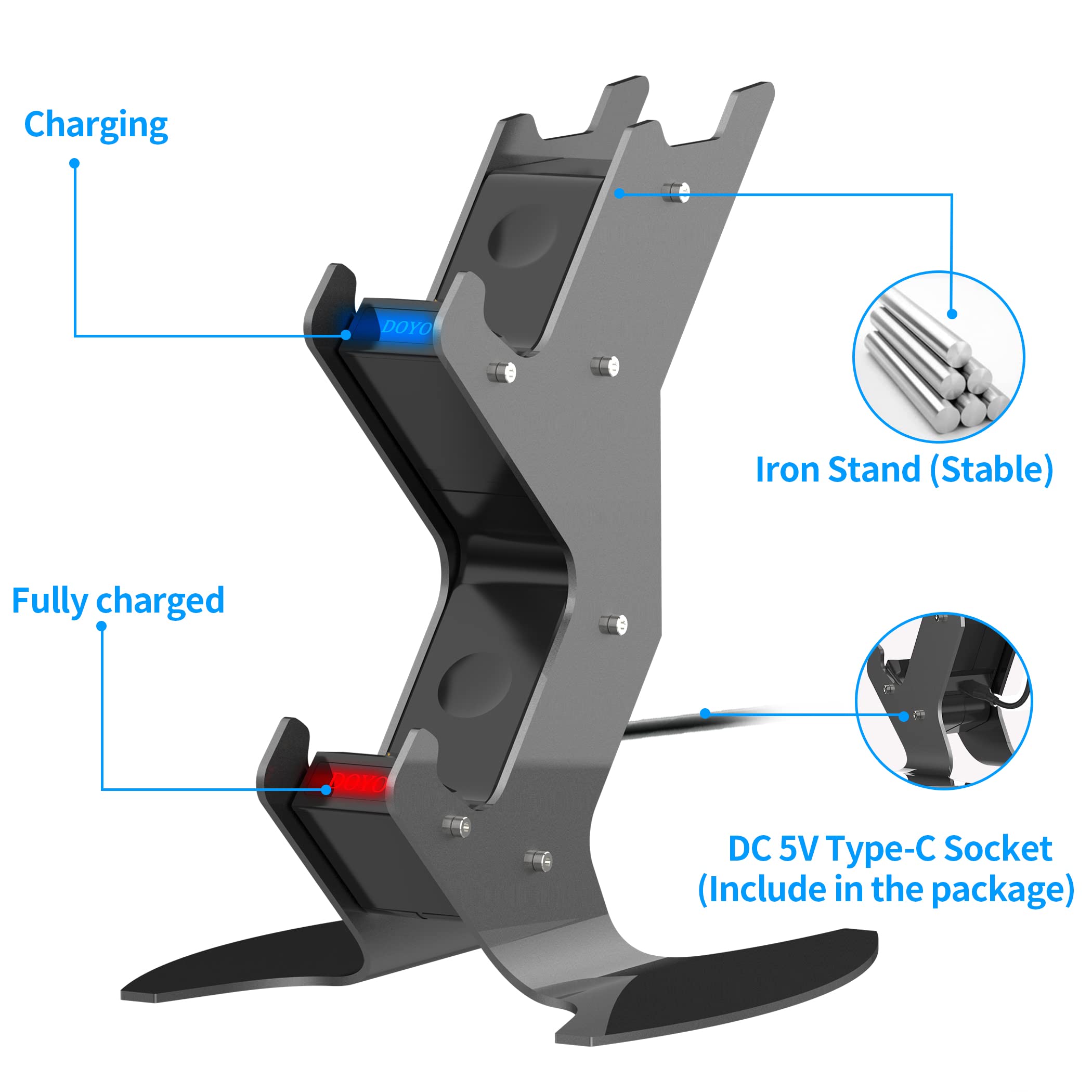 PS4 Controller Charger Station with Headset Organizer, PlayStation 4 Controller Charging Dock Station with Fast Charging Port, Replacement PS4 Slim Pro Controller Charger by DOYO