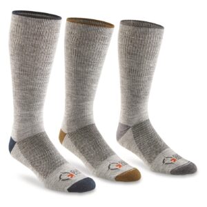 guide gear lightweight boot socks, merino wool socks, hiking socks, 3 pairs gray heather large