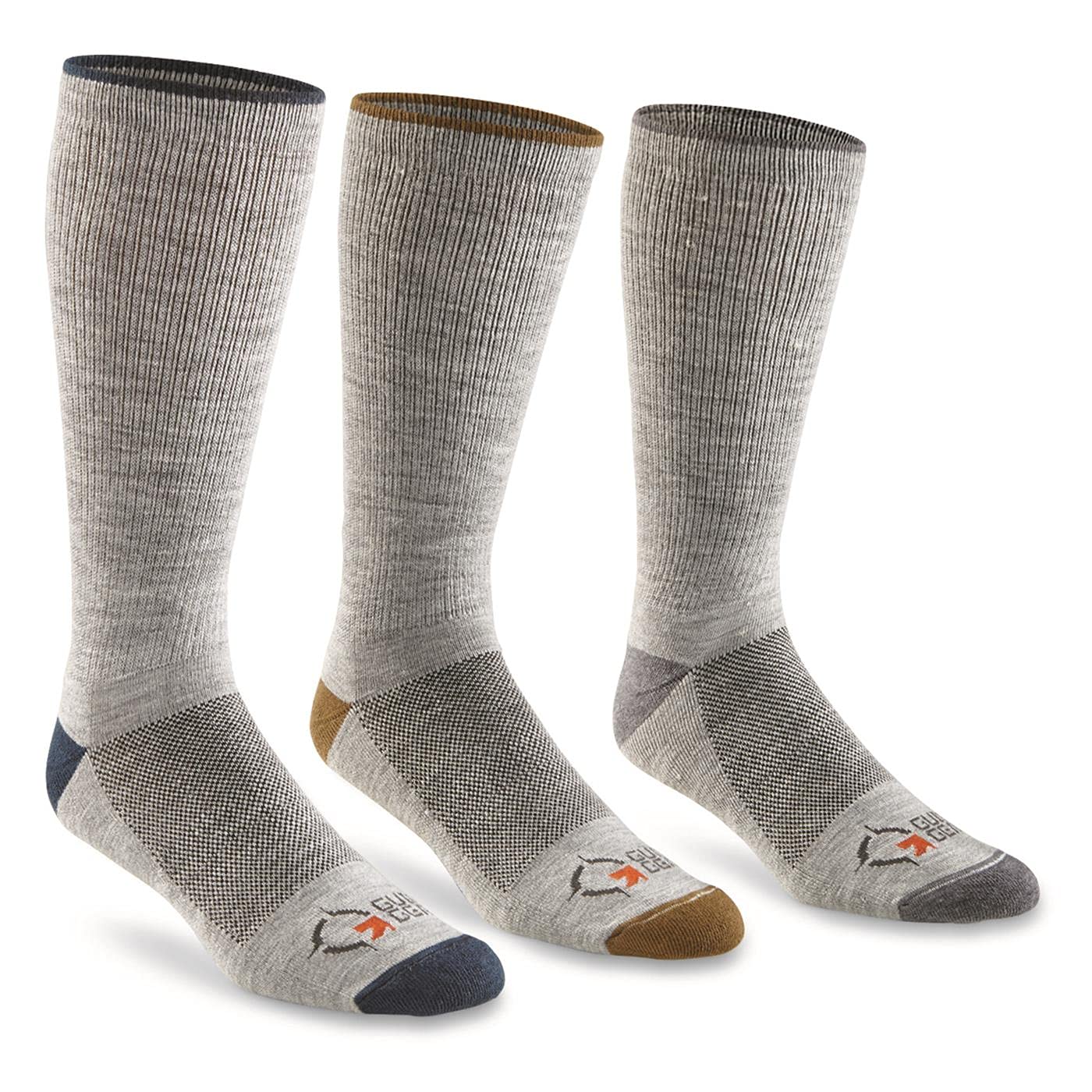 Guide Gear Lightweight Boot Socks, Merino Wool Socks, Hiking Socks, 3 Pairs Gray Heather LARGE