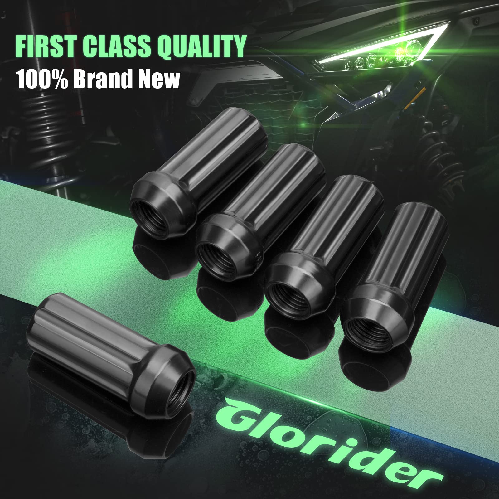 glorider 9/16-18 Lug nut Spline, 32pcs Black Lug Nuts fit for Dodge 2500 3500 8 Lug, 9/16 x18 Closed End Lug Nut with 1 Socket Key for 1994-2011 Ram 2500 3500, 2002-2010 Ram 1500 Aftermarket Wheel