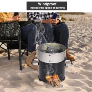 Lineslife Rocket Stove Windscreen, 9.8"-14.2" Adjustable Stainless Steel Camping Wood Stove Windshield Portable for Outdoor Cooking, Round Silver