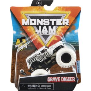 monster jam 2021 spin master 1:64 diecast monster truck with wheelie bar: max contrast grave digger