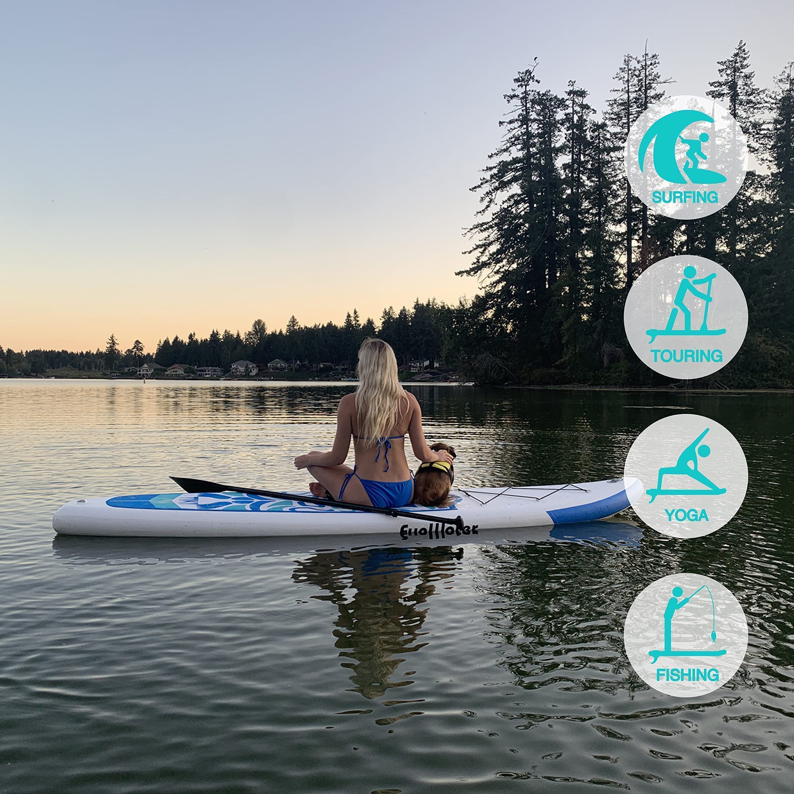 FunWater Stand Up Paddle Board 11'x33''x6'' Ultra-Light (20.4lbs) Inflatable Paddleboard with ISUP Accessories,Three Fins,Adjustable Paddle, Pump,Backpack, Leash, Waterproof Phone Bag