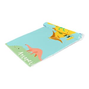 Two Machine-Washable Sports Towels with Front-Printed Microfiber Fabric That are Skin-Friendly and Sweat-absorben Dinosaur World Map Antique