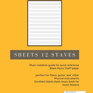 Music Manuscript Notebook – 12 staves: Composition Notebook For Kids |Manuscript Paper With 12 Staves For Beginners and Intermediate |Gift For Musical ... Musician, Music Producer, writer supplies|