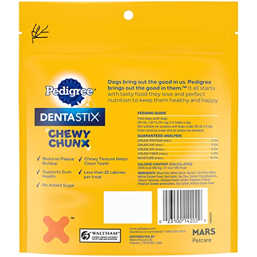 Pedigree DentaStix Chewy Chunx Dental Treats, Large Dog – 4 oz.