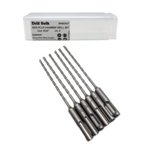 5/32-inch carbide-tipped sds-plus rotary hammer drill bit for concrete, brick, stone, pack of 6