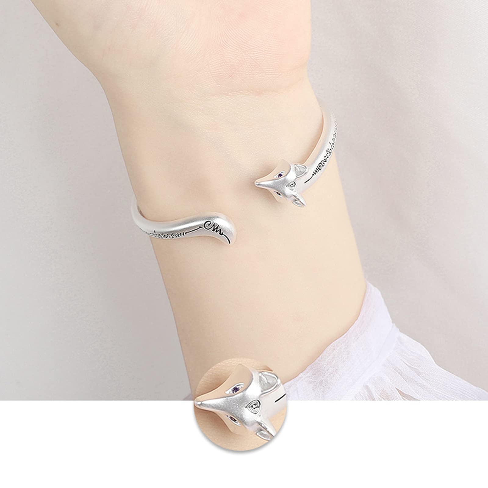 YUANXIN Fox Bracelet Cute Woman Bracelet Simple Fresh Fox Bracelet Students Ladies Elegant Bracelet Silver Personality Bracelet Valentine's Day Present (silver)