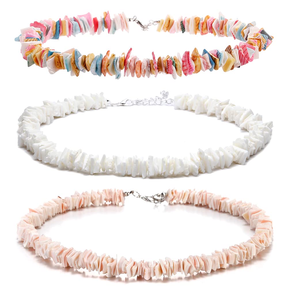 XIMEO Puka Shell Choker Necklace for Women Handmade Hawaiian Seashell Beach Necklace Trendy Chip Summer Surfer Necklace Jewelry