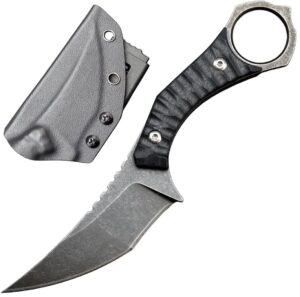 gtkii gtk152 fixed blade knife, d2 steel blade g10 handle edc tool knives with kydex sheath, cool strong sharp fixed knife for outdoor camping hunting(black)