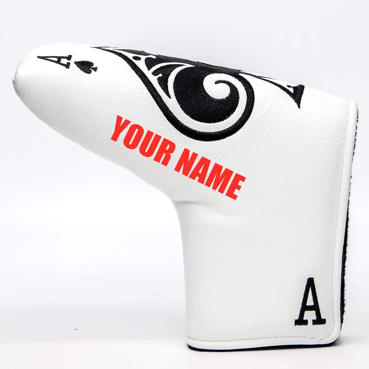 Barudan Golf Custom Putter Covers - Poker Ace Blade Putter Cover Magnetic Putter Headcover Head Cover for Blade Putters -White PU Leather Putter Head Cover for Men fits Scotty Cameron Ping Putters