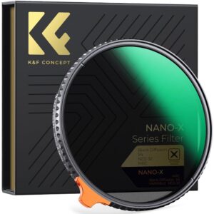 k&f concept 77mm black diffusion 1/4 effect & variable nd2-nd32 nd filter 2-in-1 for camera lens with 28 multi-layer coatings (nano-x series)