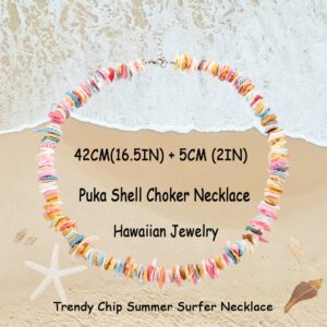 XIMEO Puka Shell Choker Necklace for Women Handmade Hawaiian Seashell Beach Necklace Trendy Chip Summer Surfer Necklace Jewelry