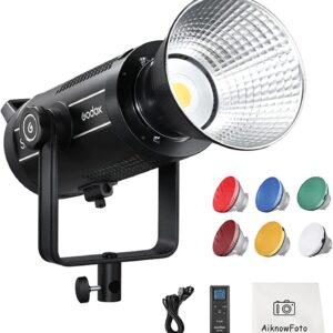 Godox SL200WIII 215W LED Video Light,Bowens Mount Continuous Lighting,2.4G 95600Lux CRI96+ Flash Light,5600K Daylight Balanced,8 Pre-Programmed Lighting Effects with Ultra-Silent Fan for Photography