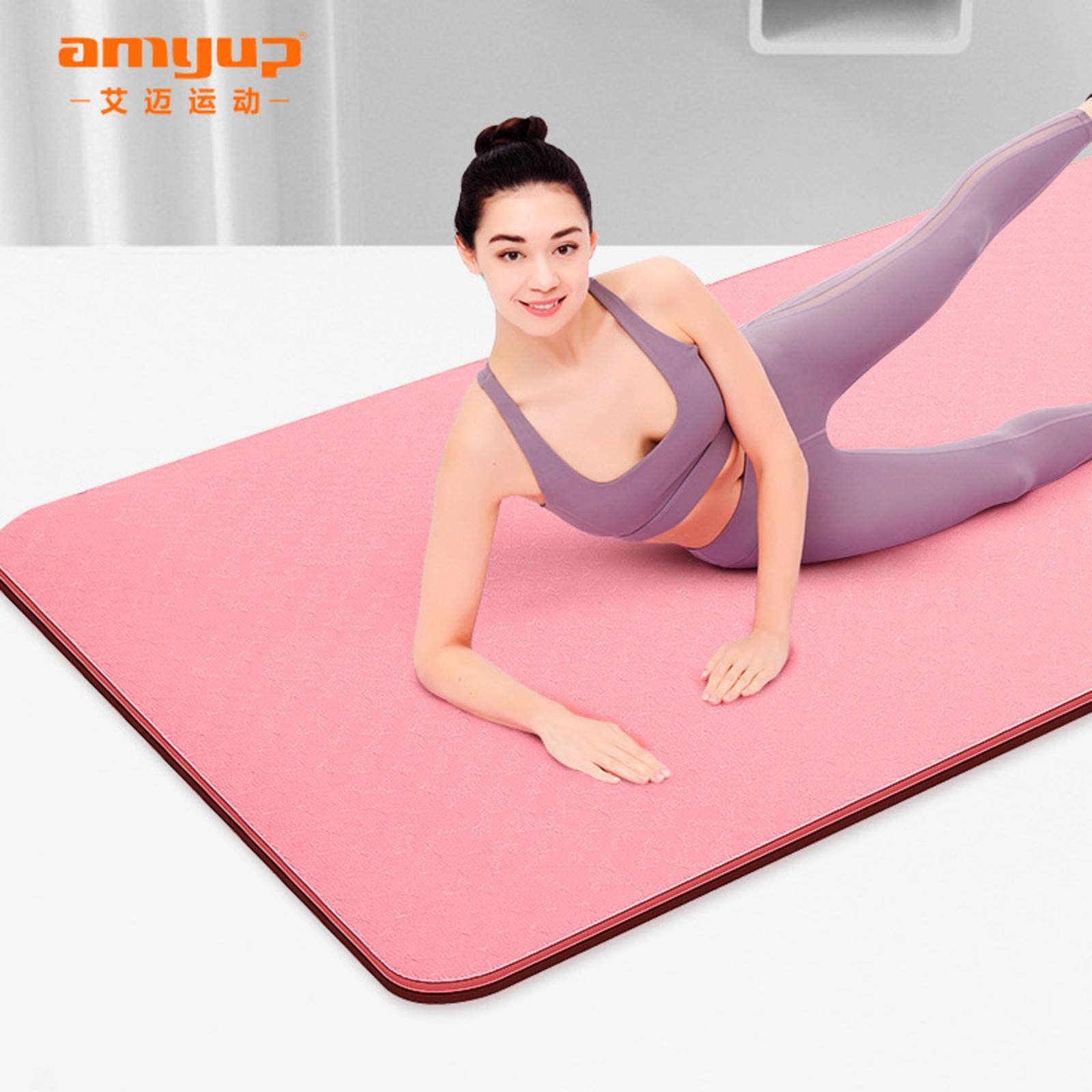 NA Yoga Mat Thickened Widened and Lengthened Fitness Mat Home Yoga Mat Female Beginners Non-Slip High-Density Tear-Resistant Sports Yoga Mat with Straps