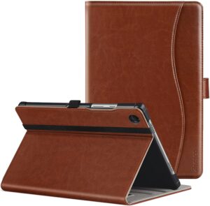 ztotopcases for samsung galaxy tab a8 10.5 case 2022, premium pu leather cover with auto wake/sleep, front pocket & multiple viewing angles for samsung tab a8 10.5 inch tablet sm-x200/x205/x207-brown