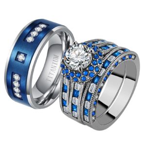 ringheart his her ring couple rings matching ring 1ct aaa cz womens wedding ring sets for him and her wedding bands