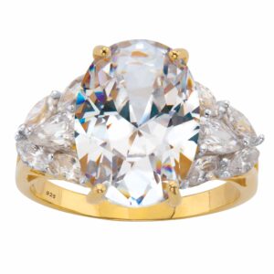 palmbeach jewelry 18k yellow gold plated or platinum plated sterling silver oval cut cubic zirconia engagement ring size 6