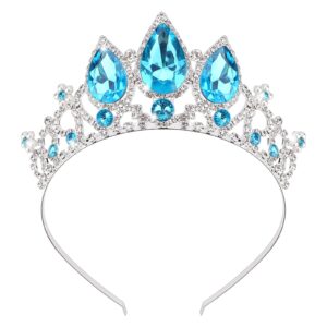 cocide frozen elsa tiara for women birthday crown halloween costume blue crystal headband tiara princess hair accessories for wedding bridal flower party prom cosplay