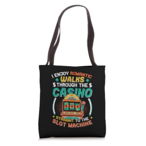 romantic walks to the slot machine las vegas casino gambling tote bag