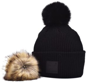 c.c beanie tie dye solid detachable or interchangeable two pom cuffed winter knit watch hat skull cap