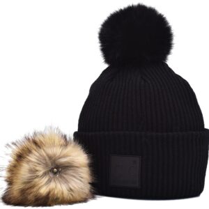 C.C Beanie Tie Dye Solid Detachable or Interchangeable Two Pom Cuffed Winter Knit Watch Hat Skull Cap