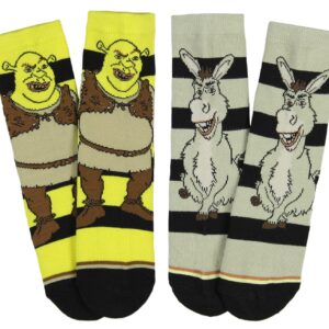 DreamWorks Shrek Boys' Socks Donkey And Shrek 2 Pairs Kids Athletic Crew Socks