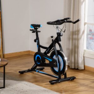 Soozier Exercise Bike, Stationary Bike for Home, Indoor Cycling Bike, Adjustable Workout Bike with Comfortable Seat Cushion and LCD Monitor