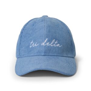 sorority shop tri delta baseball cap - embroidered logo, soft corduroy blue