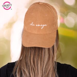 Sorority Shop Alpha Phi Baseball Cap - Embroidered Logo, Soft 11-Wale Corduroy Maroon