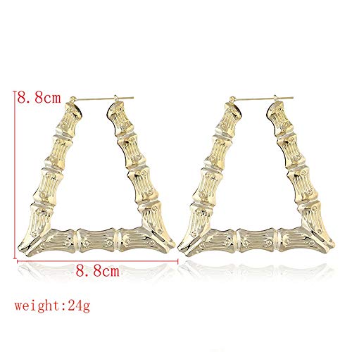 Big Bamboo Hollow Hoop Earrings for Women (Gold Triangle)