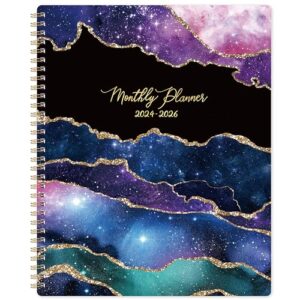 2024-2026 monthly planner - 2 year planner with tabs & pocket, july 2024 - june 2026, contacts and passwords, 8.5" x 11", thick paper, twin-wire binding - star