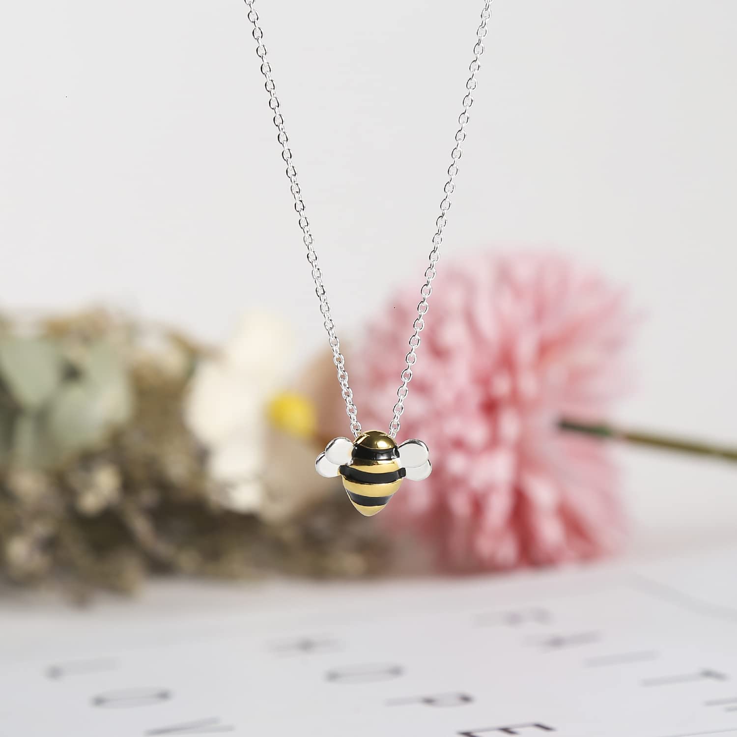 Bonnerish Honey Bee Necklaces for Women love Bee Charm Pendant Necklace Gift for Women Teen Girls