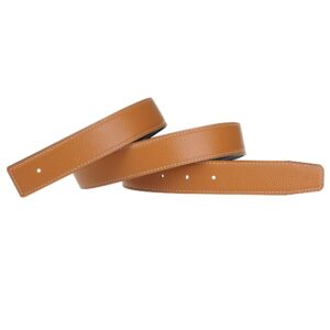 uzhot reversible h full grain leather belt strap without buckle blank replacement strip for women and men 32mm wide brown new 38inch