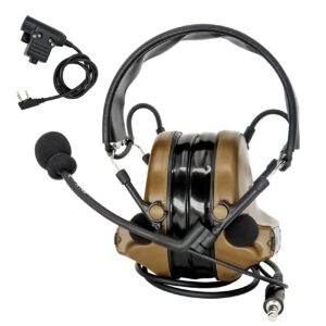 hearangel tactical headset,sound pickup noise reduction & k 2 pin ptt for airsoft activities (coyote brown)