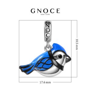 GNOCE Animal Pendant Charms 925 Sterling Silver Dangle Bead for Charm Bracelet/Necklace Jewelry Gift For Women Wife (Blue Jay)