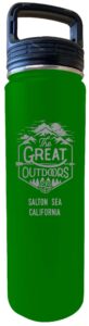 r and r imports salton sea california 24 oz engraved laser etched seafoam insulated double wall stainless steel water bottle tumbler the great outdoors green