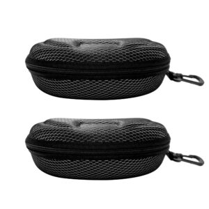 yamrots 2 pcs zipper hard sunglasses cases portable travel eyeglasses cases with plastic hook (black white)