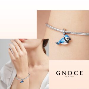 GNOCE Animal Pendant Charms 925 Sterling Silver Dangle Bead for Charm Bracelet/Necklace Jewelry Gift For Women Wife (Blue Jay)